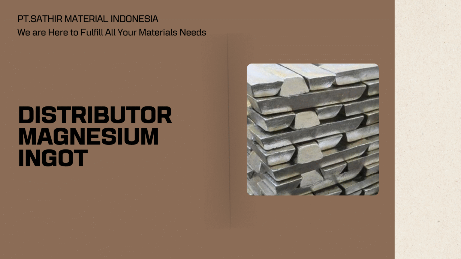 Distributor Magnesium Ingot - SATHIR MATERIAL INDONESIA